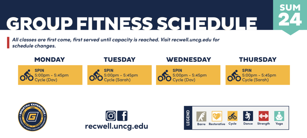 Fitness Schedule - UNCG Recreation & Wellness